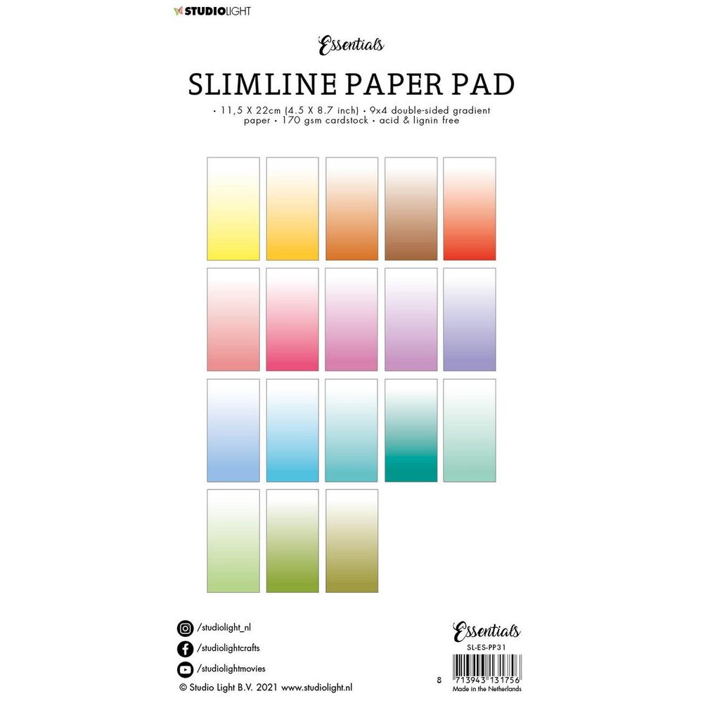 Pad de papeles 11,5x22 cm Studio Light Gradient White Fade Slimline 36 ...
