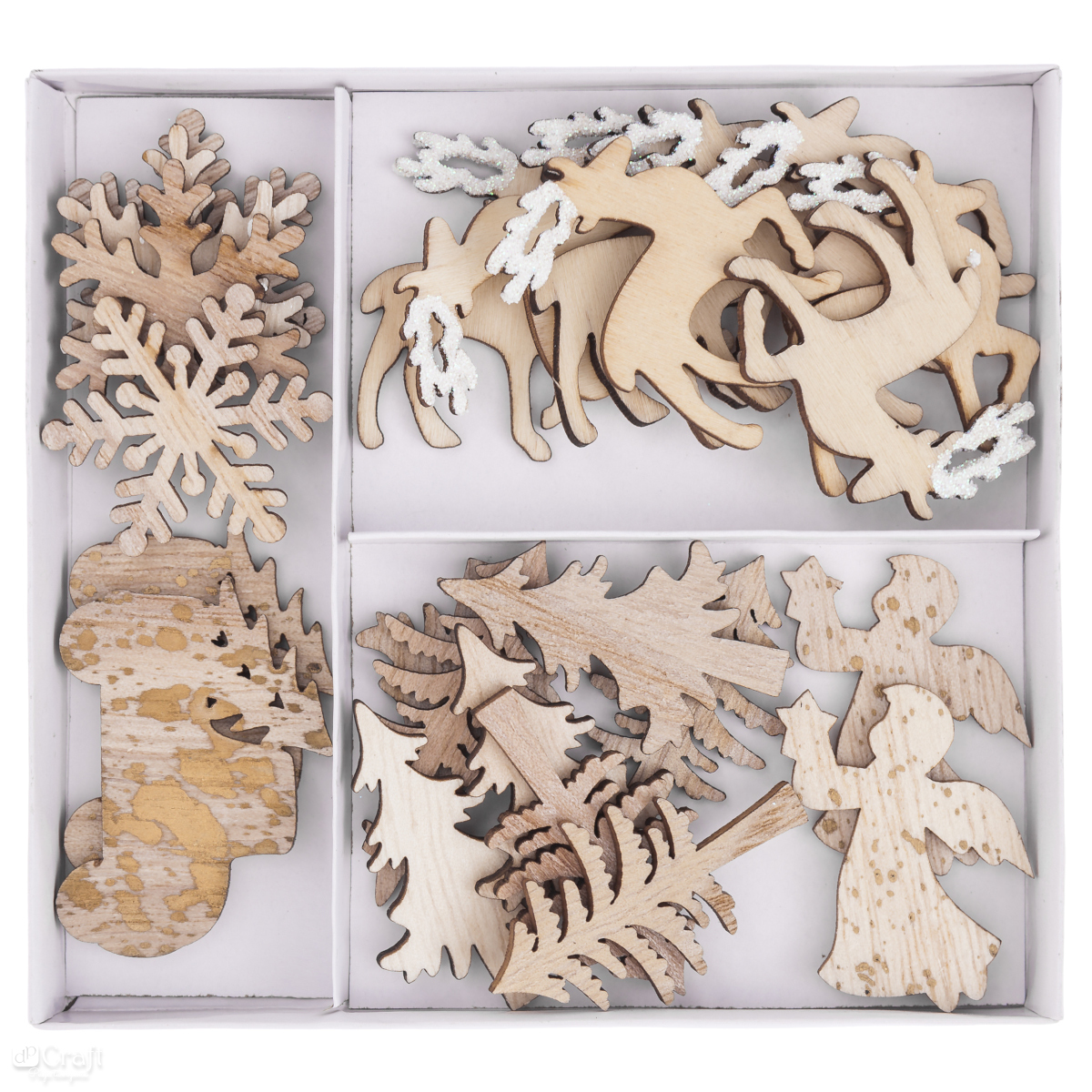 Maderitas Dp Christmas Shapes Mix Natural 24 Pcs