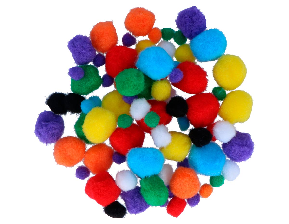 Set de pompones Mix colores y medidas 78 pcs