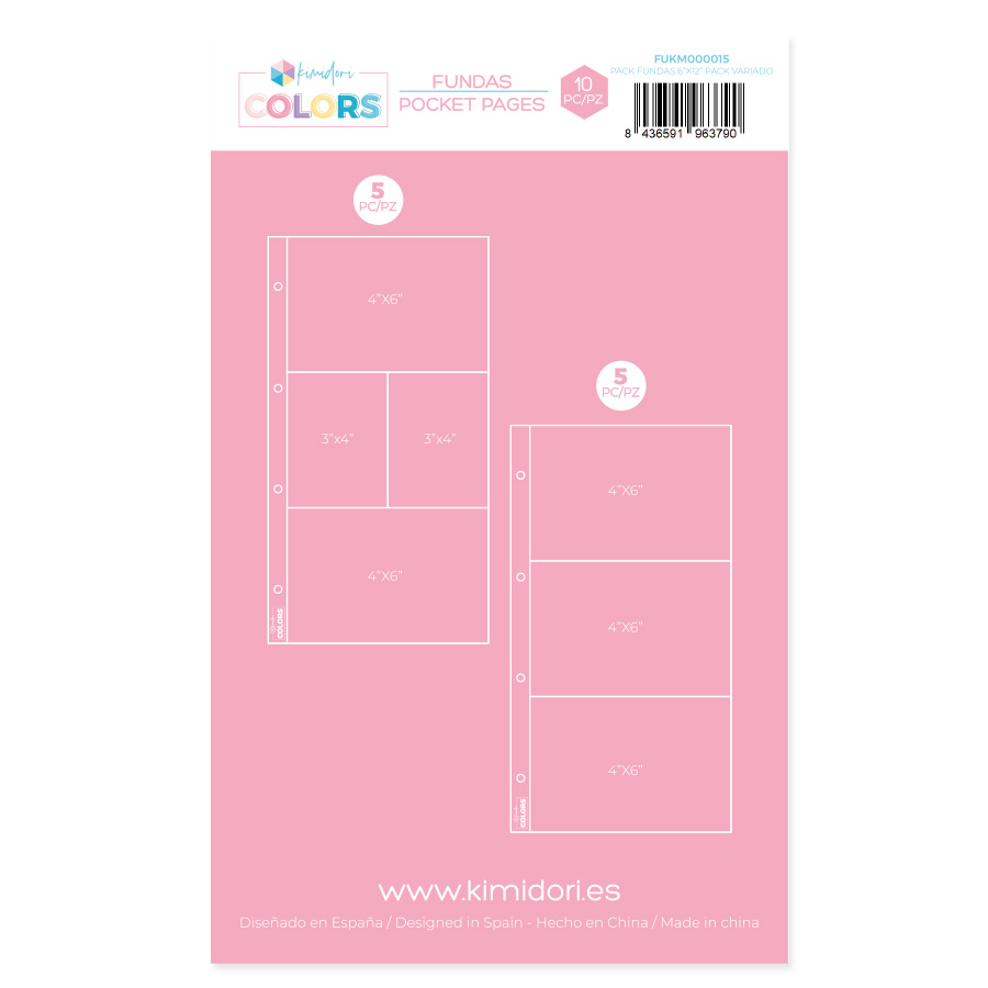 Fundas Kimidori Colors 6"x12" Pack variado
