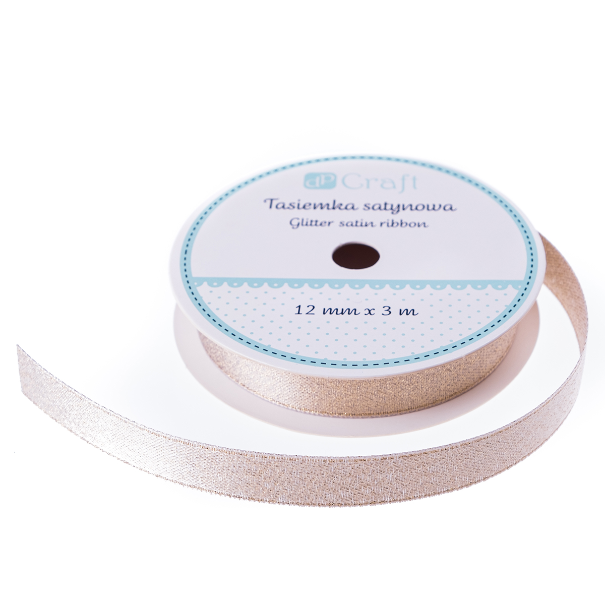 Cinta decorativa de raso Dp Craft glitter Cream 3 metros