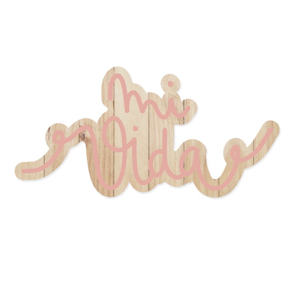 Título de madera impresa Mi Vida