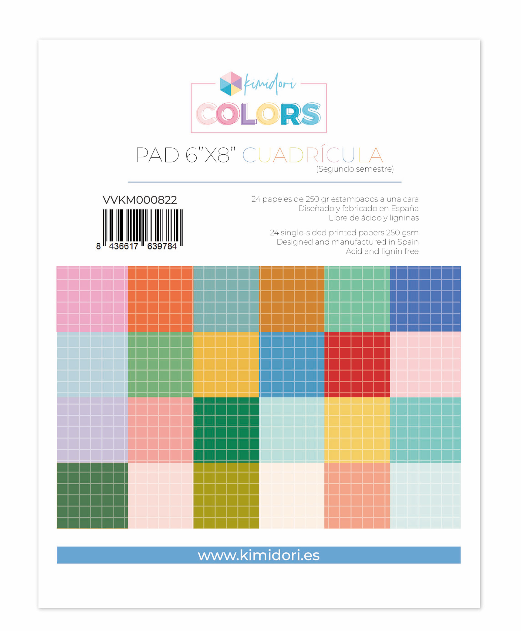 Pad 6"x8" Kimidori Colors Cuadrícula segundo semestre